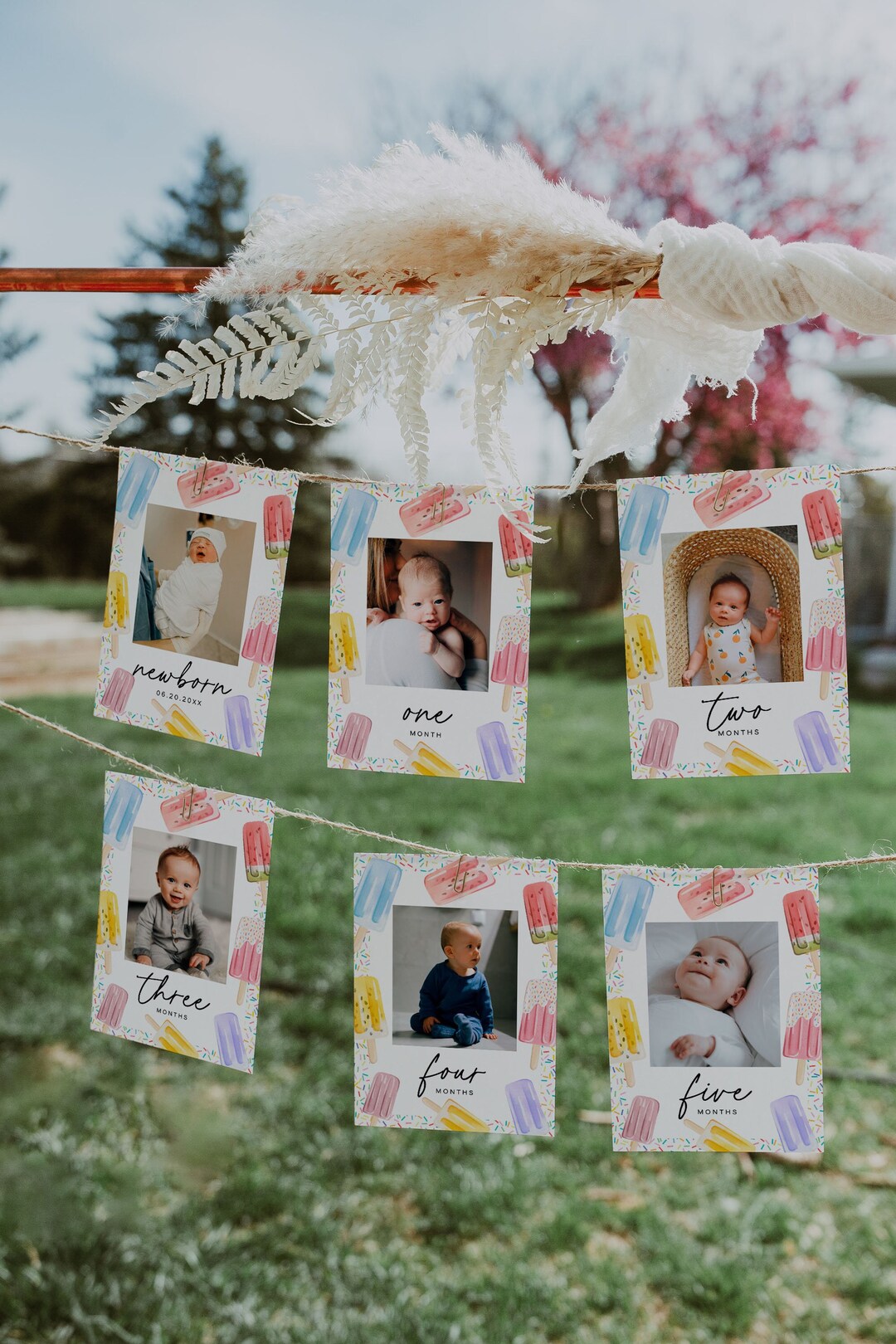 Popsicle First Birthday Monthly Photo Banner, Pop on Over 1st Birthday ...