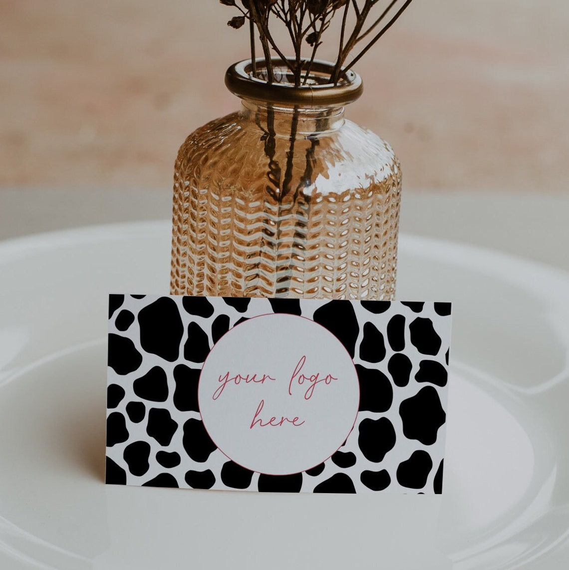 Cow Print Small Business Card Template Animal Print Business - Etsy