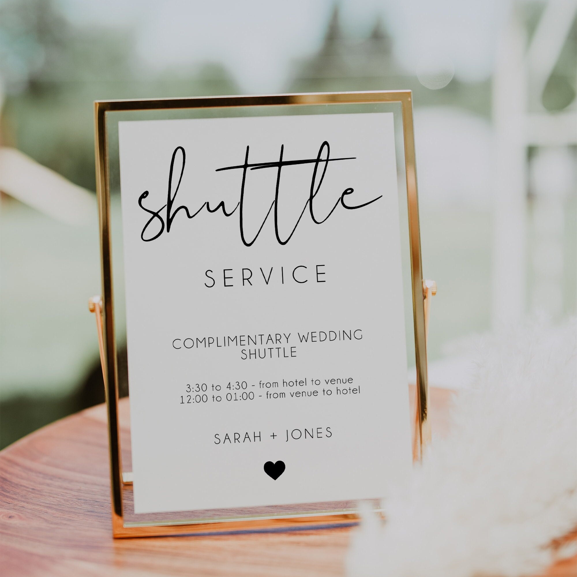 Shuttle Service Wedding Sign Template Minimalist | Etsy