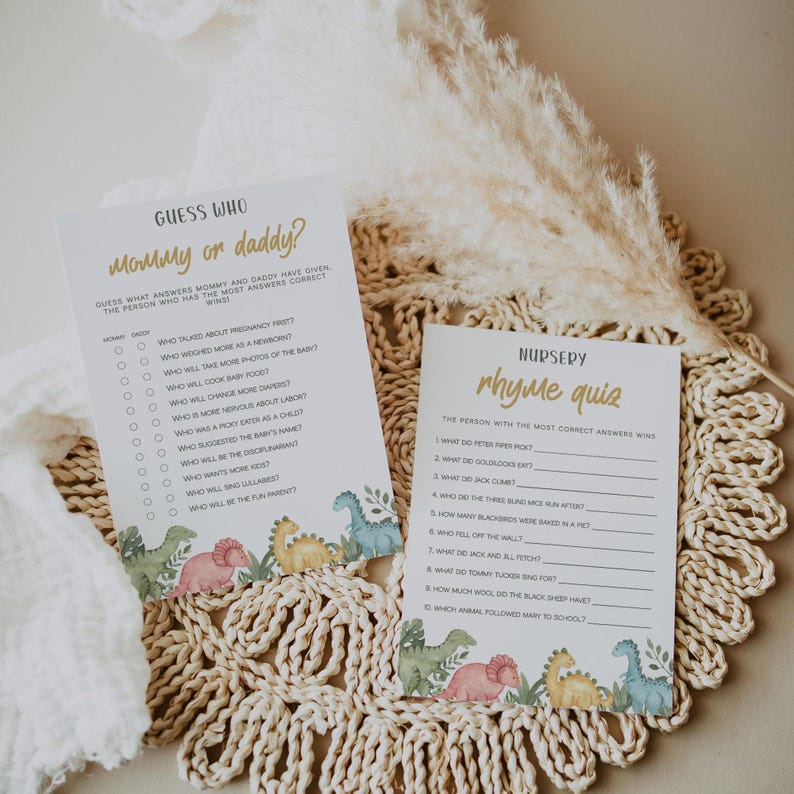 70 Baby Shower Games, Dinosaur Baby Shower Game Bundle, Dino Baby ...