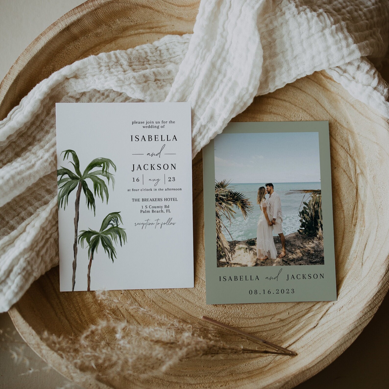 Palm Tree Wedding Invitation Template Tropical Wedding - Etsy