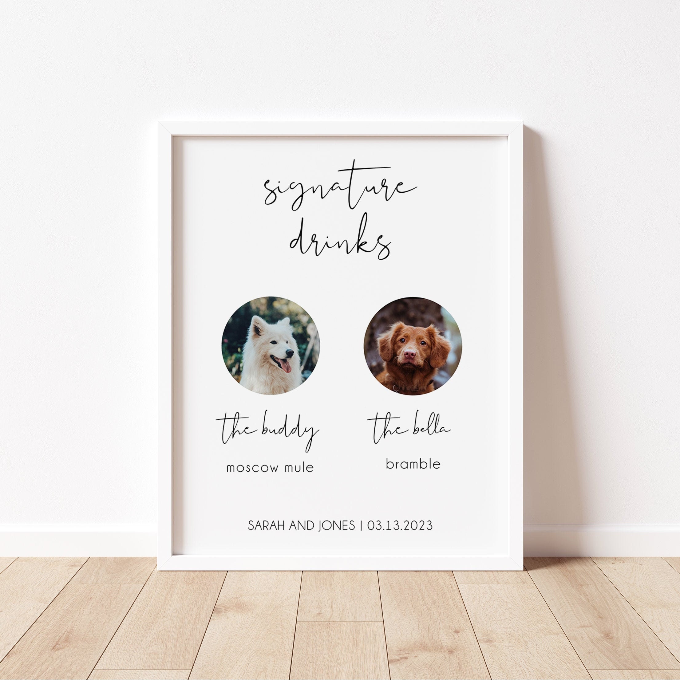 Dog Signature Drink Sign Template Minimalist Wedding Dogs - Etsy