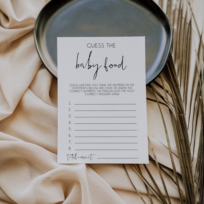 Guess the Baby Food Game Template Minimalist Baby Shower - Etsy