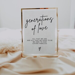 Generations of Love Sign Template, Loving Families Sign Printable, All ...
