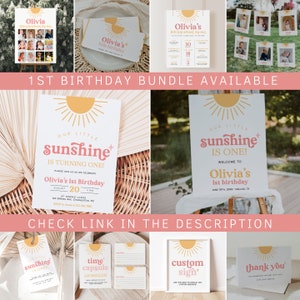 Little Sunshine First Birthday Welcome Sign, Sun First Birthday Welcome ...