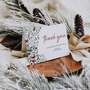 Christmas Thank You Cards Template, Winter Thank You Card Printable ...