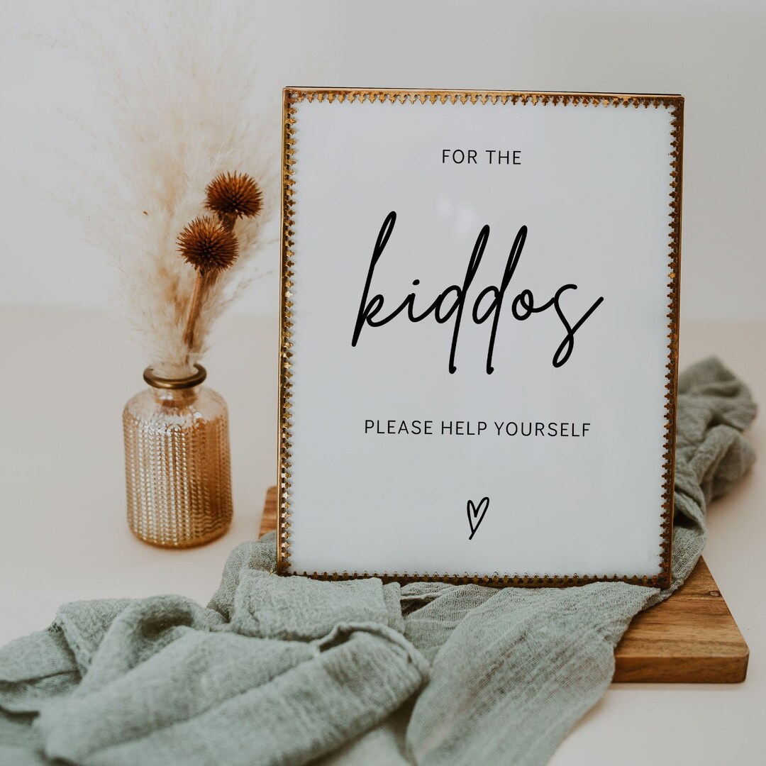 For the Kiddos Sign Template, Kids Wedding Activities Table Sign, Kids ...