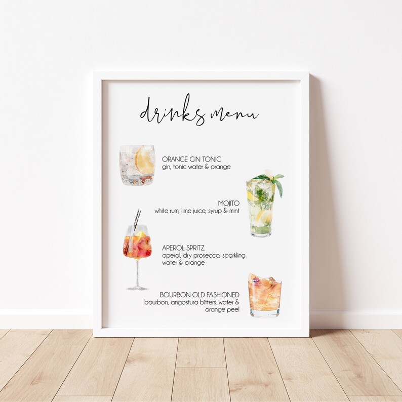 Signature Drinks Sign Template Signature Cocktails Menu Sign | Etsy