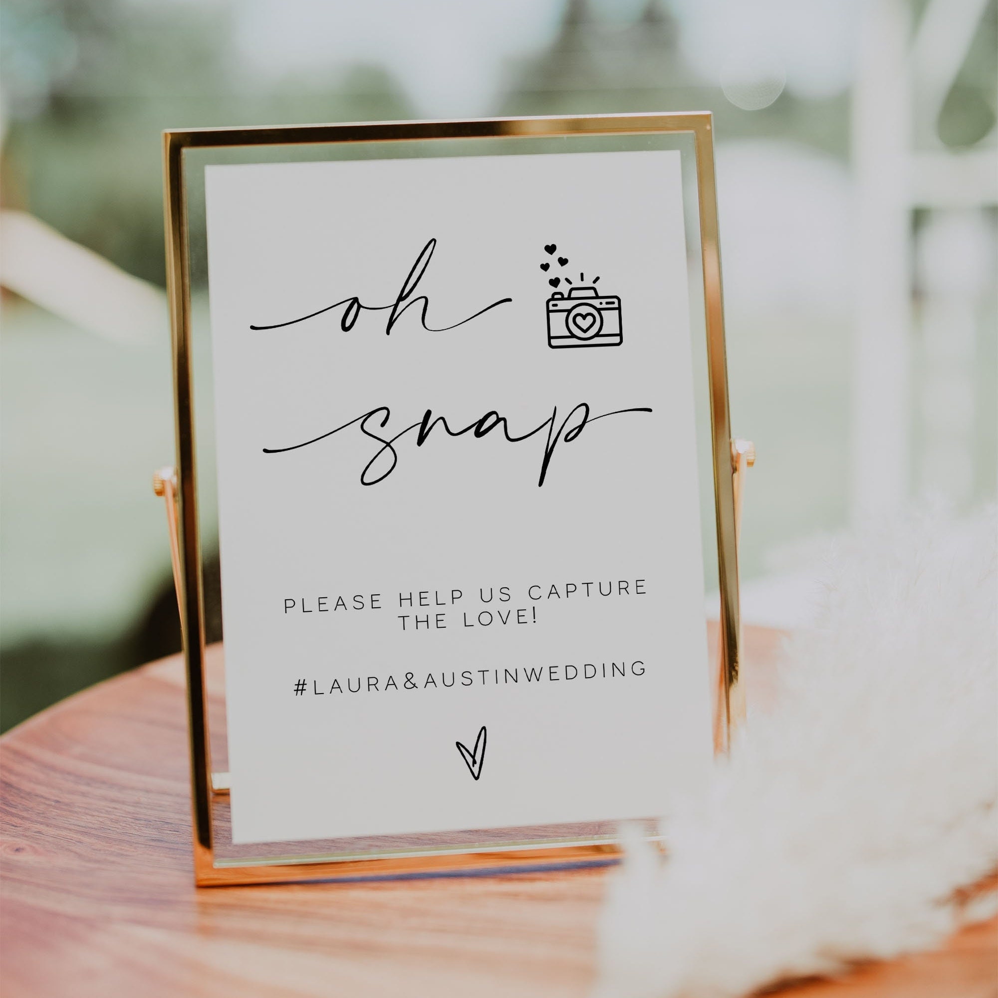 Oh Snap Wedding Hashtag Sign, Minimalist Wedding Instagram Sign ...