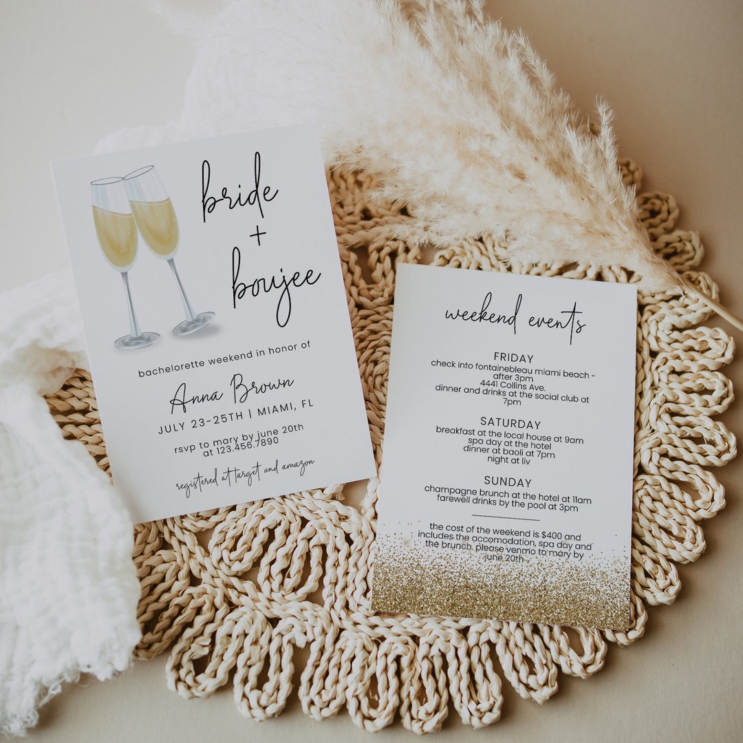Bride and Boujee Bachelorette Invitation Template, Champagne Toast ...