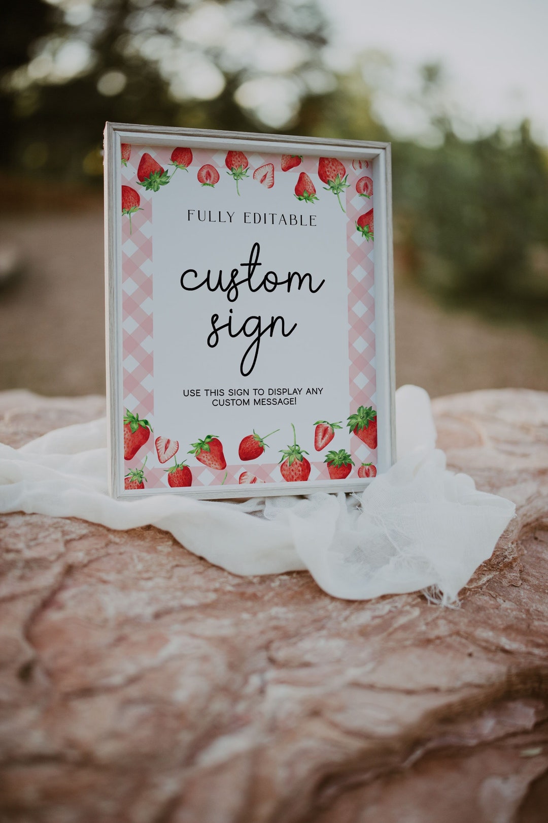 Strawberry Custom Sign Template, Berry Baby Shower Sign, Editable ...