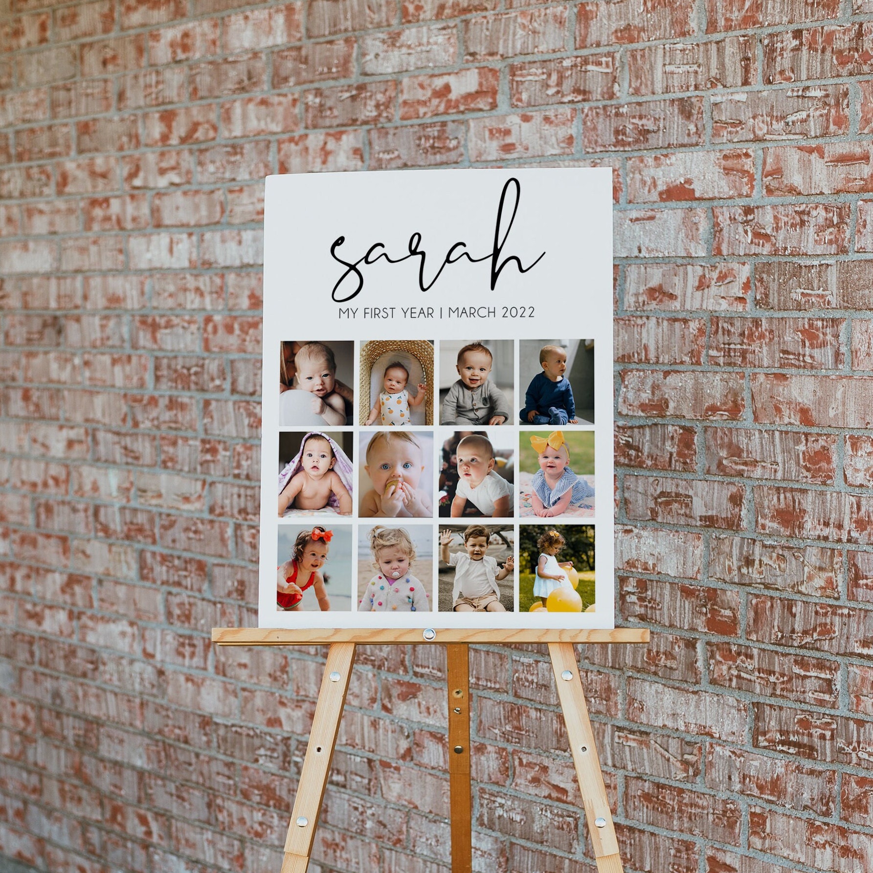 Baby's First Year Sign Template 1st Birthday Photos Sign | Etsy