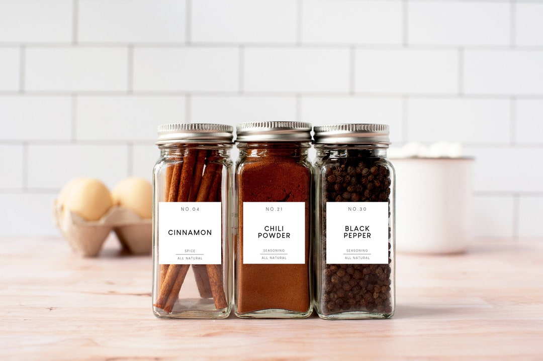 Spice Jar Labels Template, Minimalist Spice Jar Label, Printable Spice ...