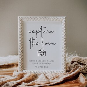 Capture the Love Sign Template, Minimalist Wedding Photo Sign, Wedding ...