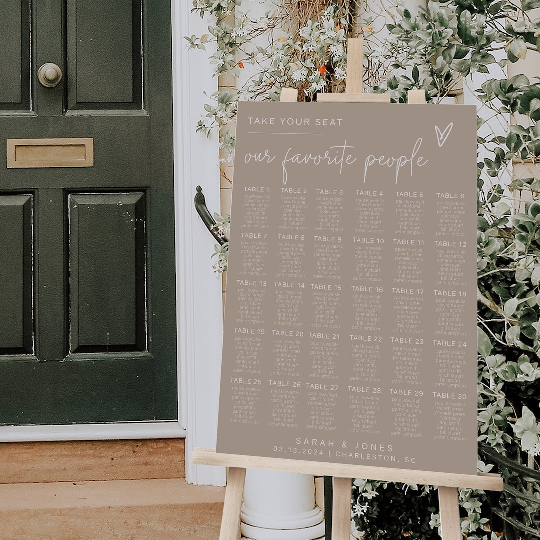 Minimalist Wedding Seating Chart Template, Vertical Seating Chart, Boho ...