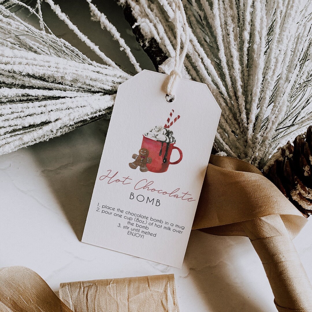 Christmas Hot Chocolate Bomb Tag Template, Hot Cocoa Bomb Directions ...