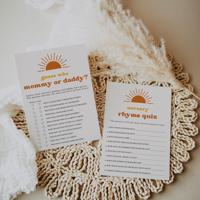 70 Baby Shower Games, Sun Baby Shower Game Bundle, Here Comes the Son ...