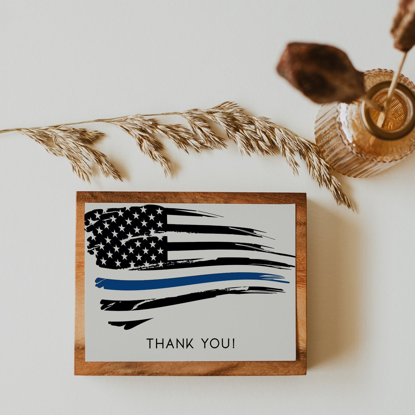 Police Thank You Card Template Thin Blue Line Thank You Card | Etsy