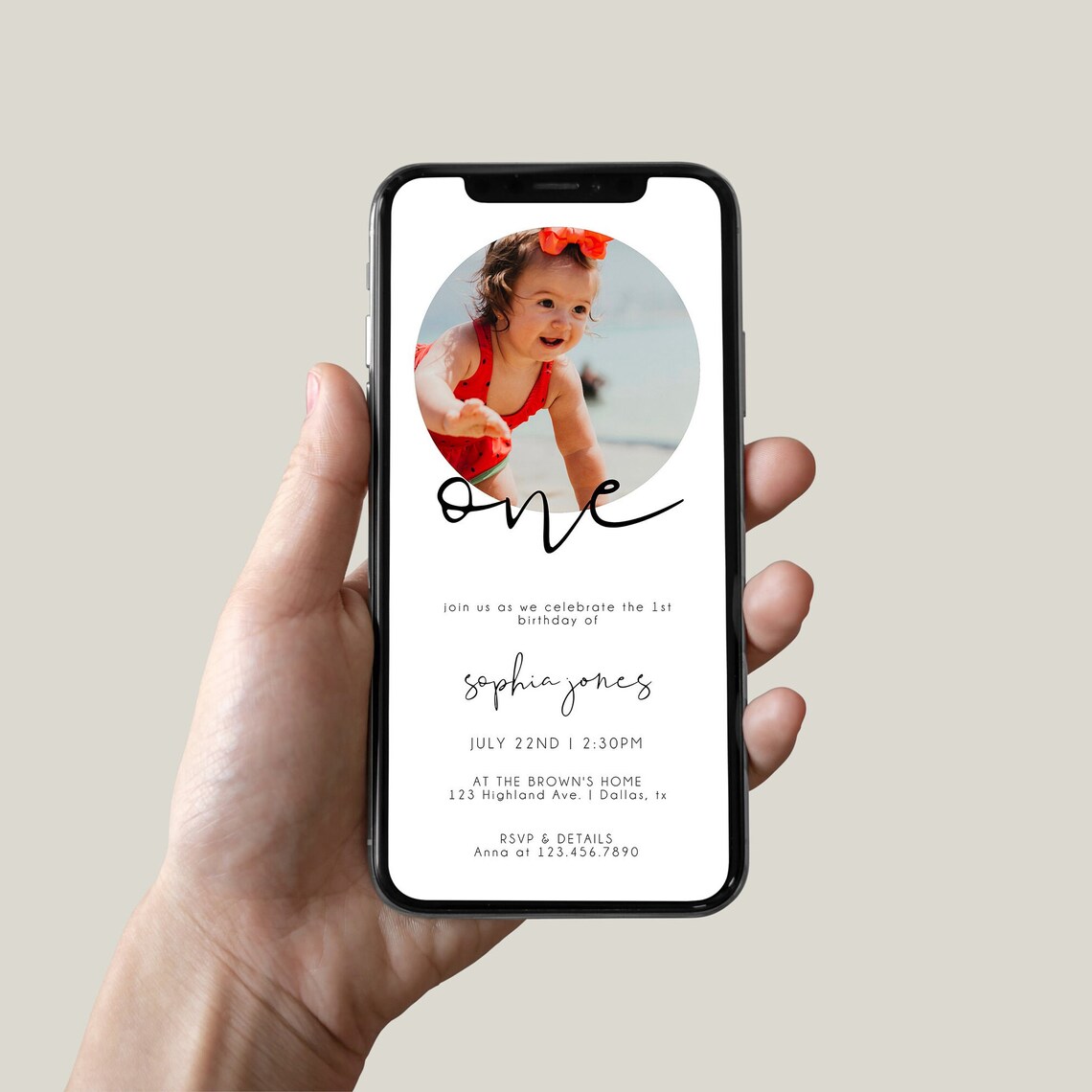 First Birthday Evite Minimalist Birthday Invitation Birthday - Etsy