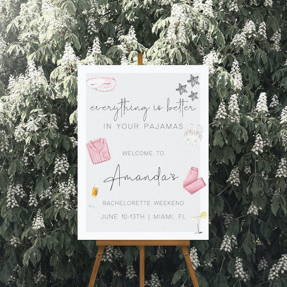 Bachelorette Welcome Sign Template Pajama Party Welcome Sign - Etsy