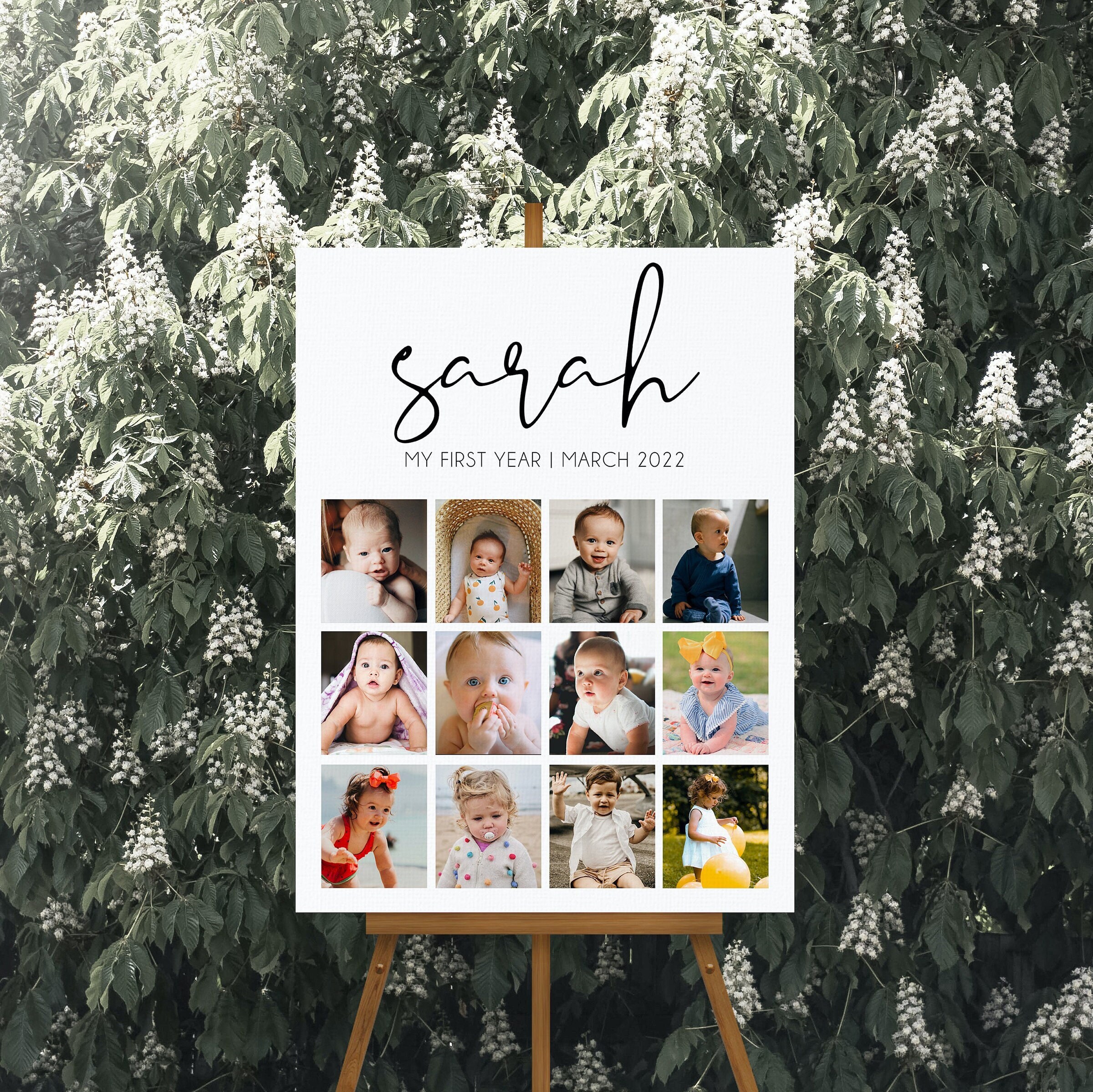 Baby's First Year Sign Template 1st Birthday Photos Sign | Etsy