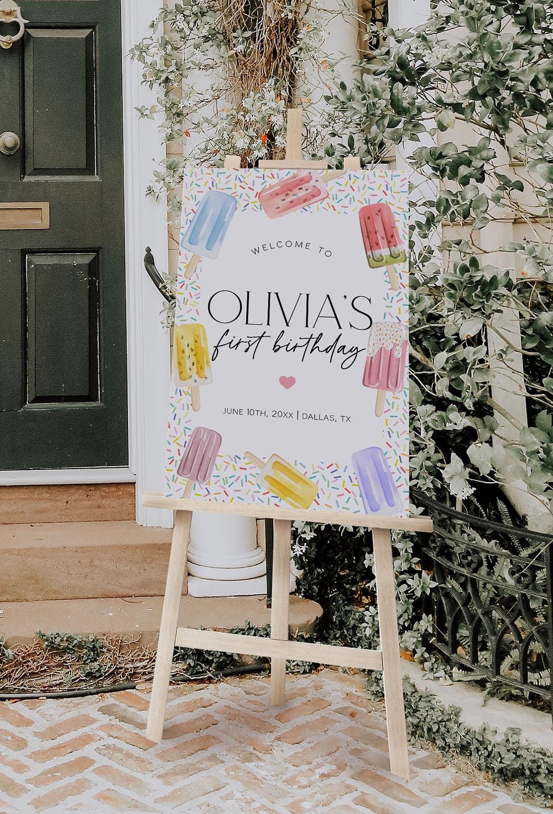 Popsicle First Birthday Welcome Sign, Pop on Over Birthday Welcome Sign ...