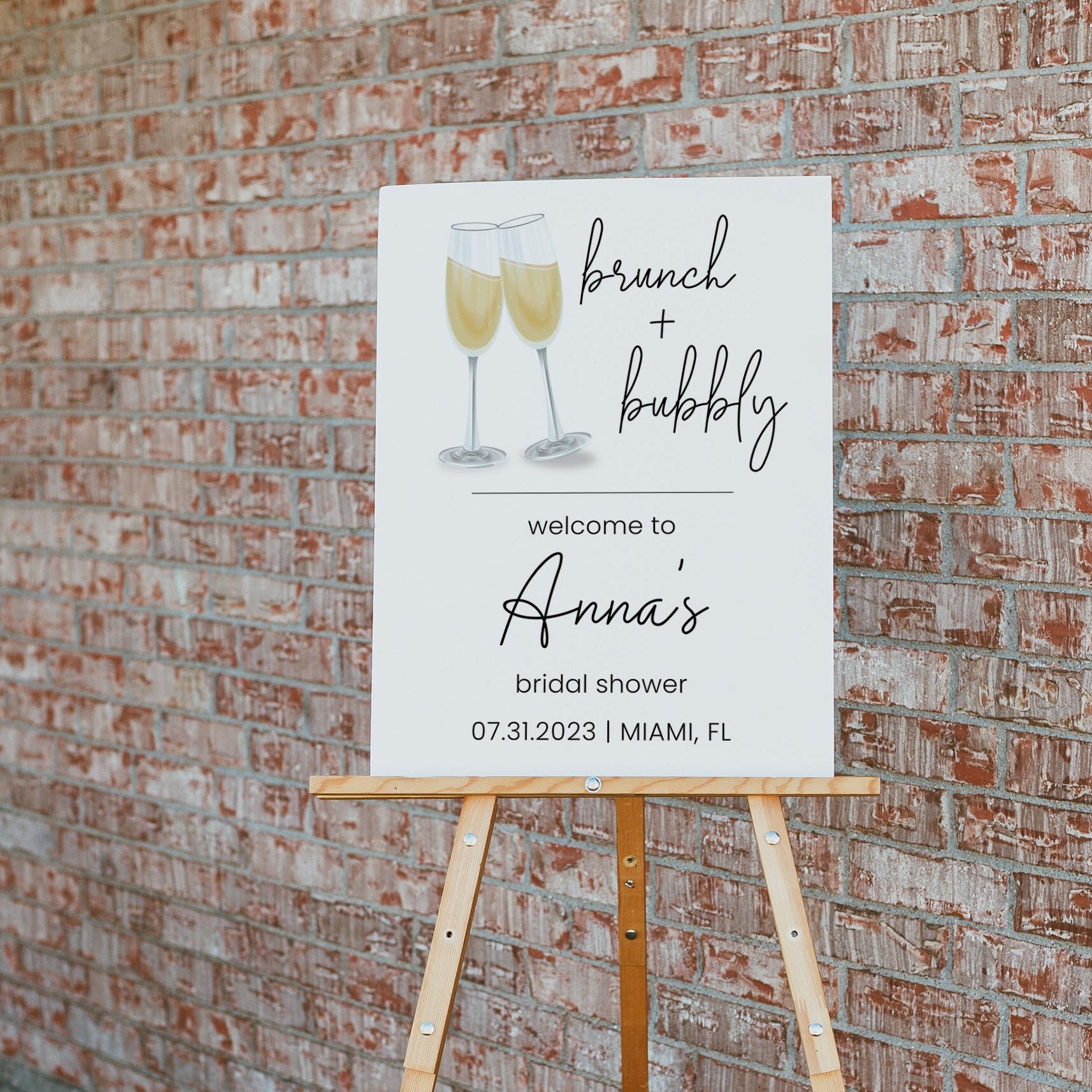 Brunch and Bubbly Bridal Shower Welcome Sign Template (digital Download ...