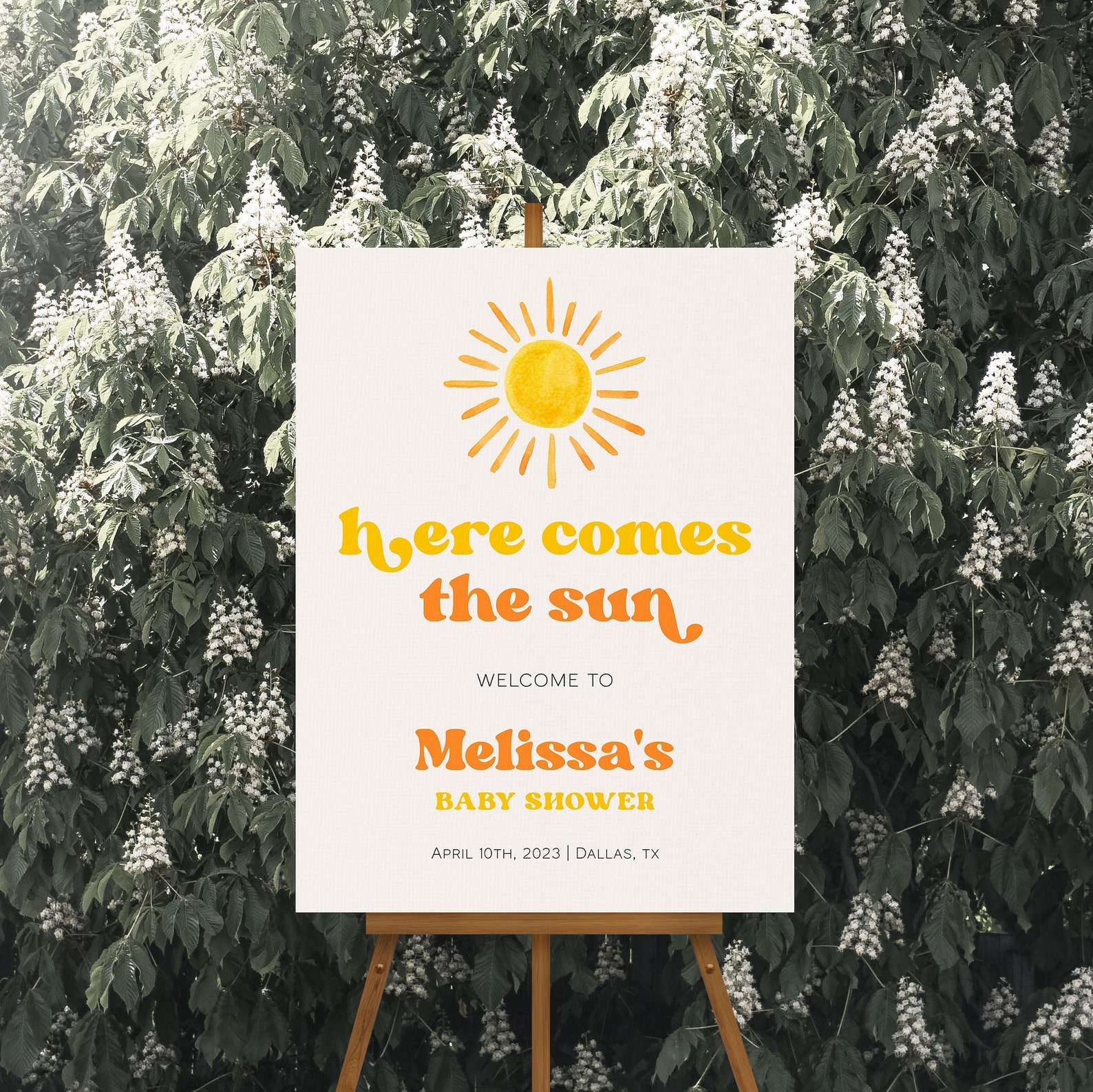 Sun Baby Shower Welcome Sign Template, Here Comes the Sun Welcome ...