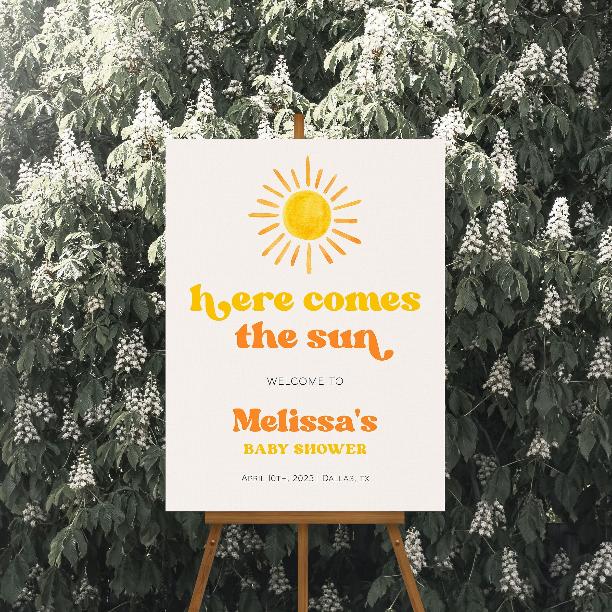 Sun Baby Shower Welcome Sign Template, Here Comes the Sun Welcome ...