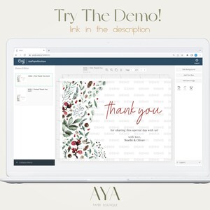 Christmas Thank You Cards Template, Winter Thank You Card Printable ...