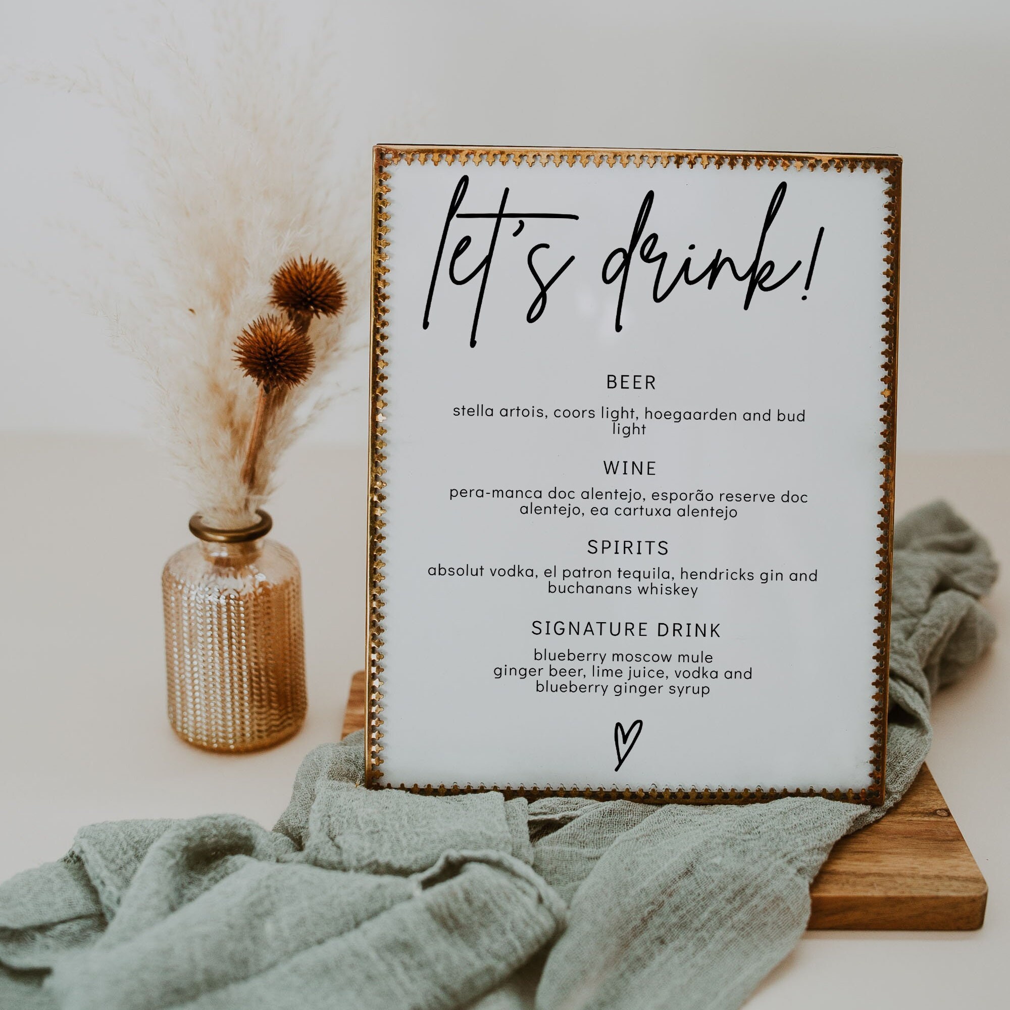 Modern Wedding Bar Menu Template Minimalist Wedding Drink | Etsy