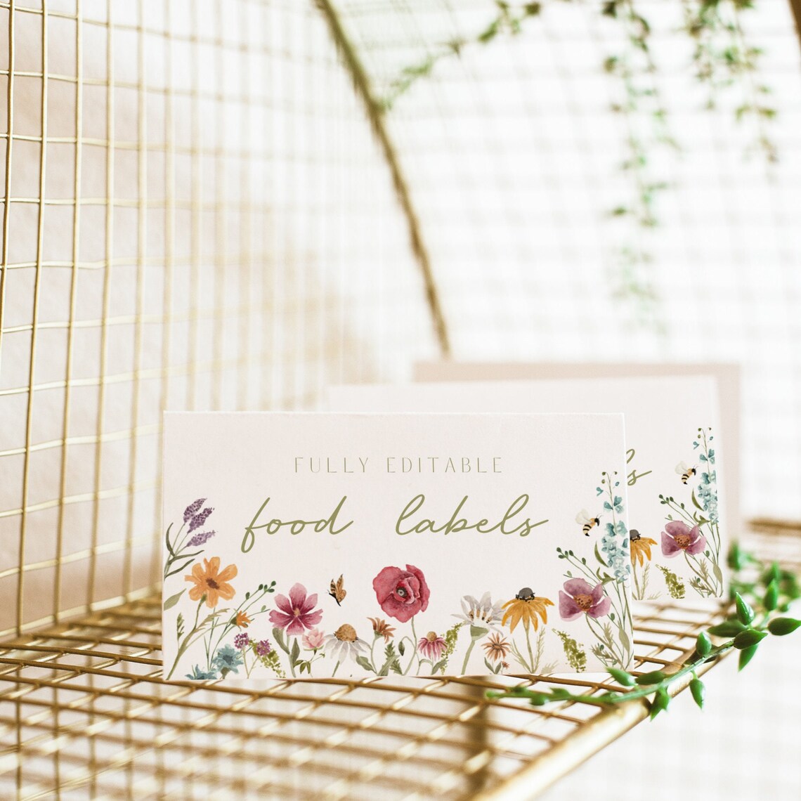 Wildflower Food Tent Cards, Bridal Shower Food Labels (digital Download ...