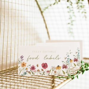 Wildflower Buffet Card Template, Flower Food Label, Wildflower Food ...