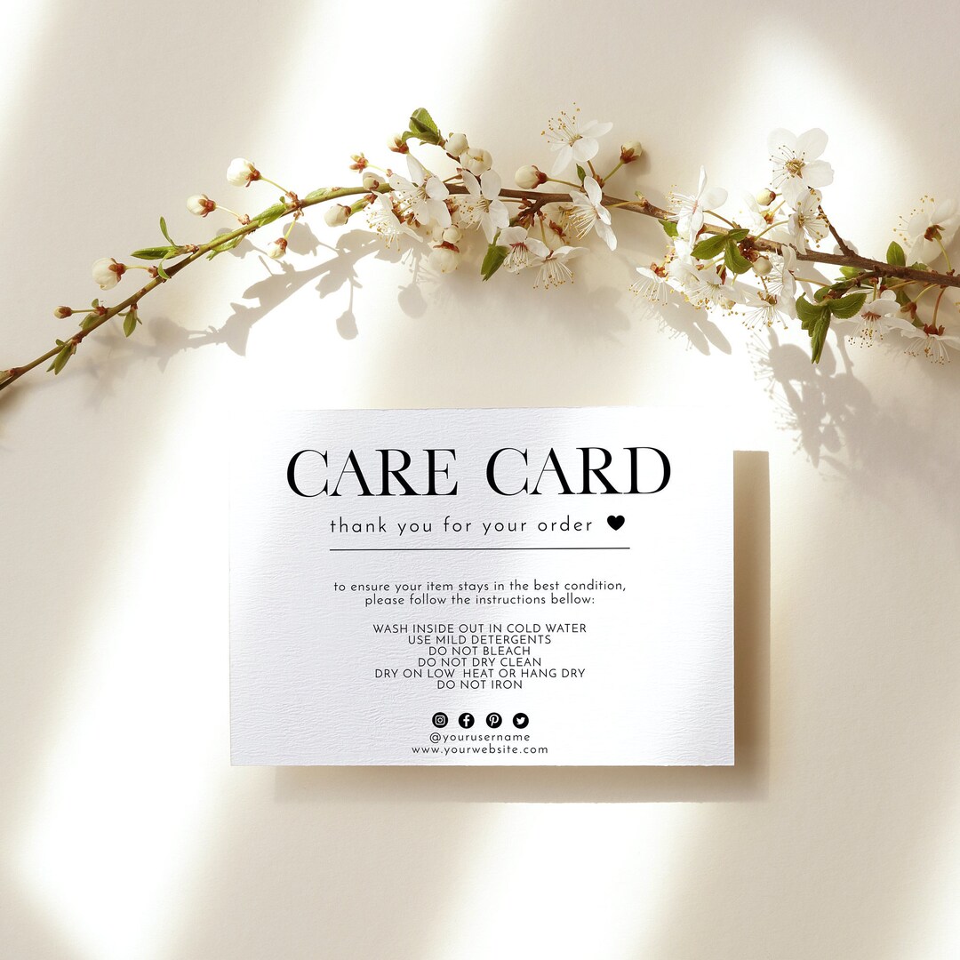 Small Business Clothing Care Card Template, Small Business Care Card ...