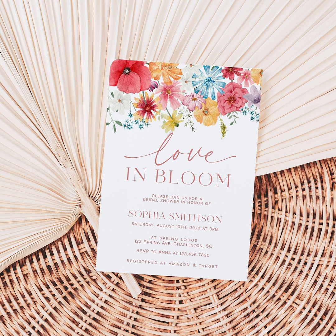 Love in Bloom Bridal Shower Invitation Template, Floral Bridal Shower ...
