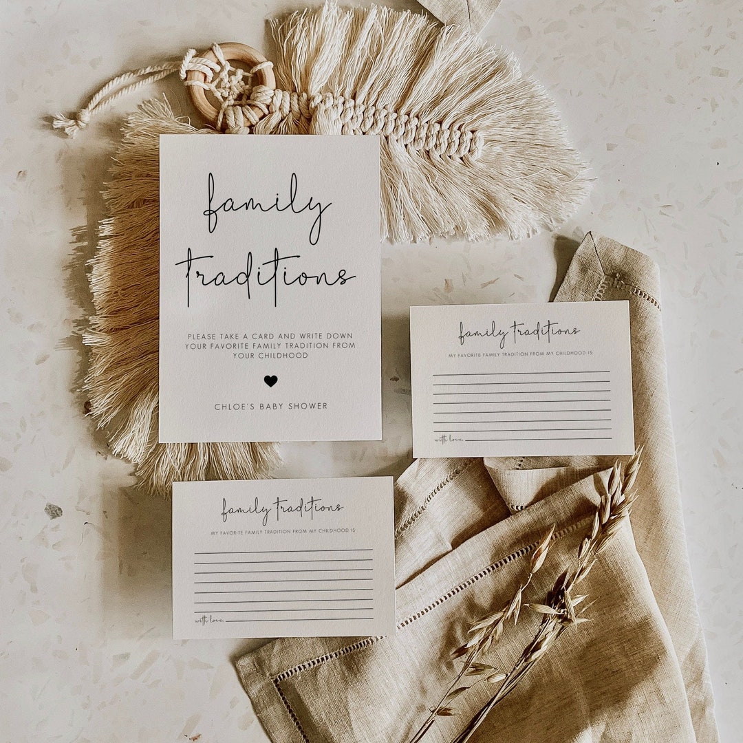 Family Traditions Sign and Card Template, Baby Shower Sign, Childhood ...