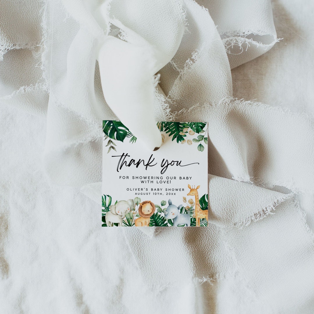 Safari Animals Thank You Tag Template, Wild One Birthday (digital ...