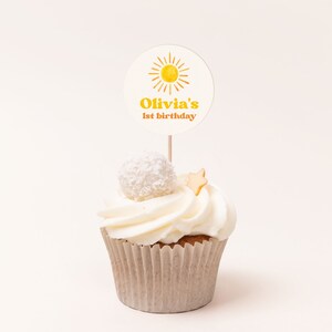 Sun Birthday Cupcake Toppers Template, First Trip Around the Sun ...