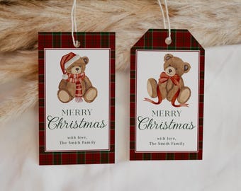 EDITABLE Christmas Holiday Santa SAGE GREEN Teddy Bear Thank You Beary ...
