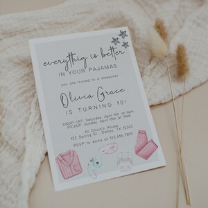 Sleepover Birthday Invitation Template, Slumber Party Invite, Pajama ...
