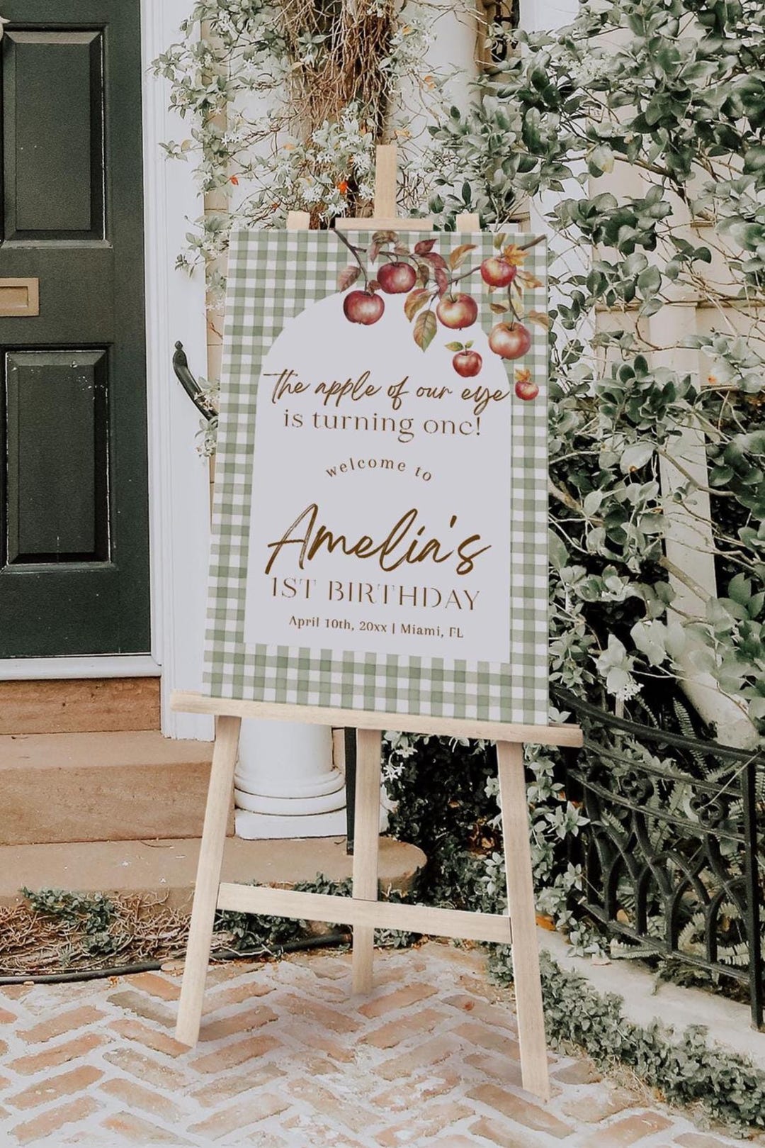 Apple of Our Eye First Birthday Welcome Sign, Autumn Apple Birthday ...