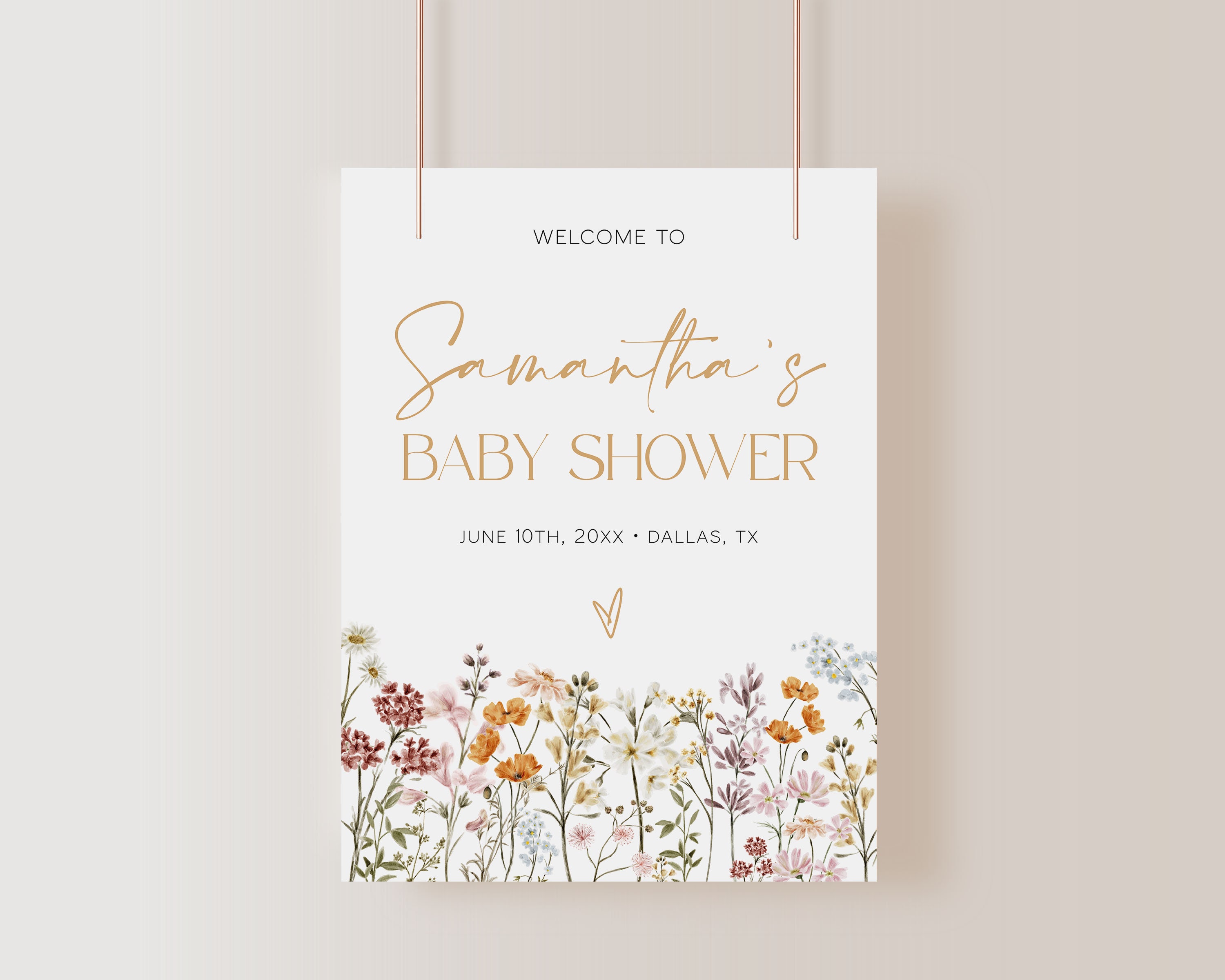 Wildflower Welcome Sign Template, Wildflower Baby Shower Welcome Poster ...
