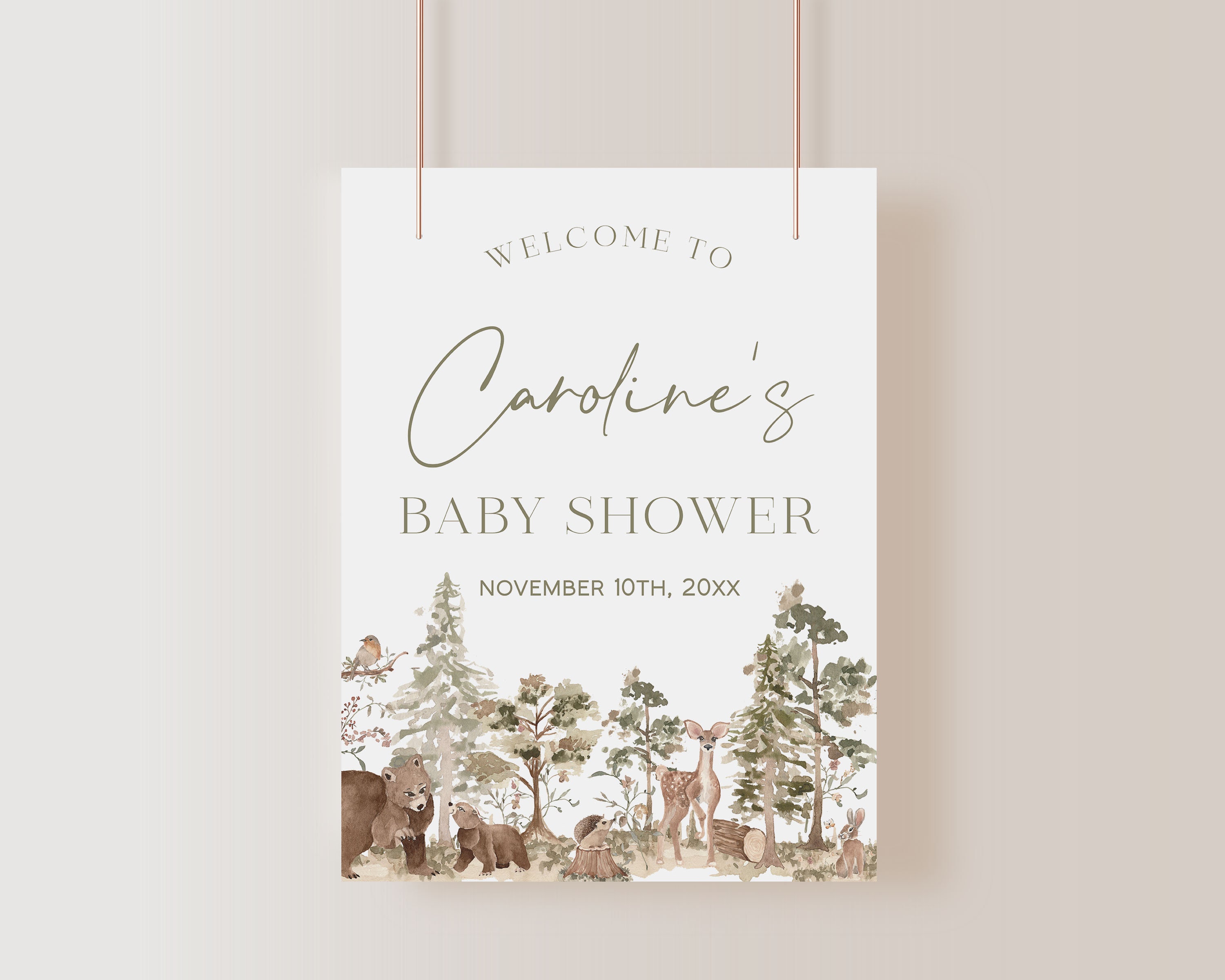 Woodland Baby Shower Welcome Sign, Woodland Animals Baby Shower Welcome ...