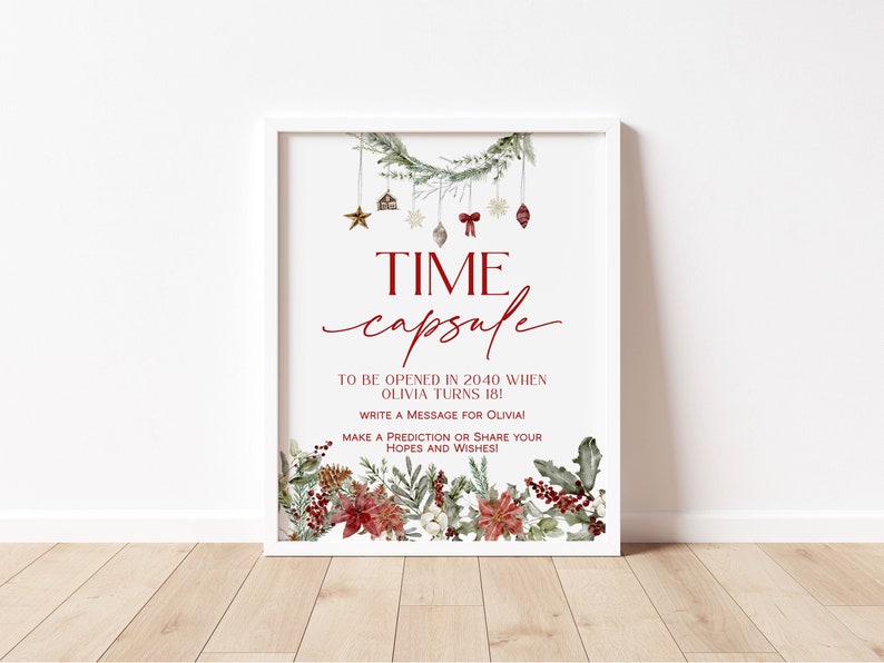 Christmas Time Capsule Template, Holiday Time Capsule Baby Shower Games ...