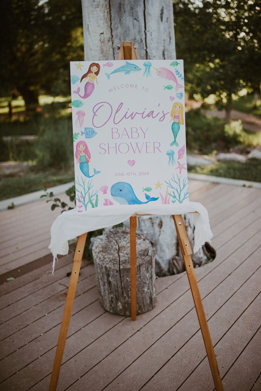 Little Mermaid Baby Shower Welcome Sign, Under the Sea Baby Shower ...