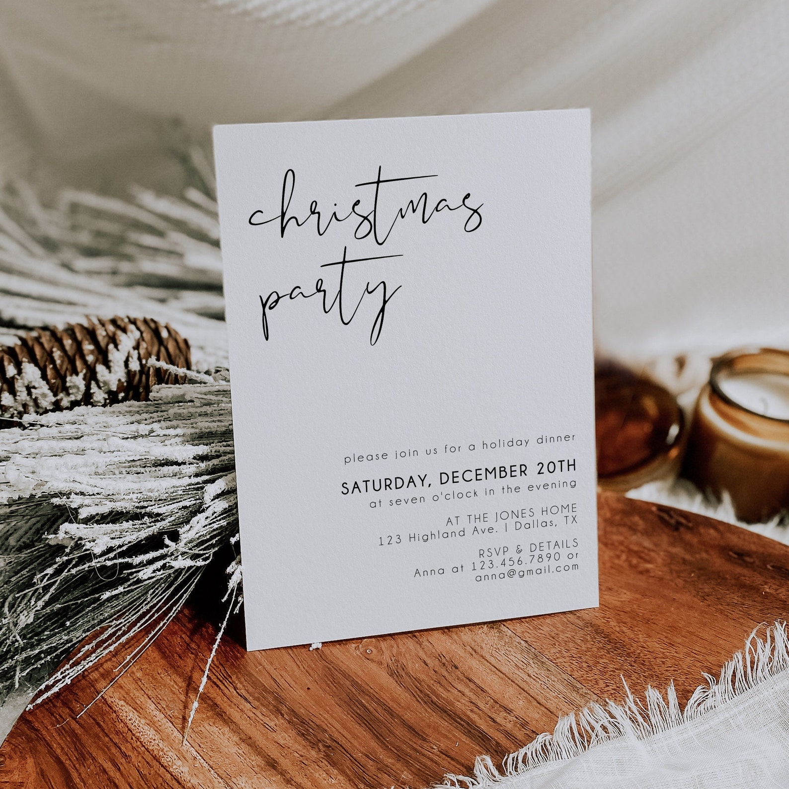 Minimalist Christmas Party Invitation Template Holiday Party - Etsy