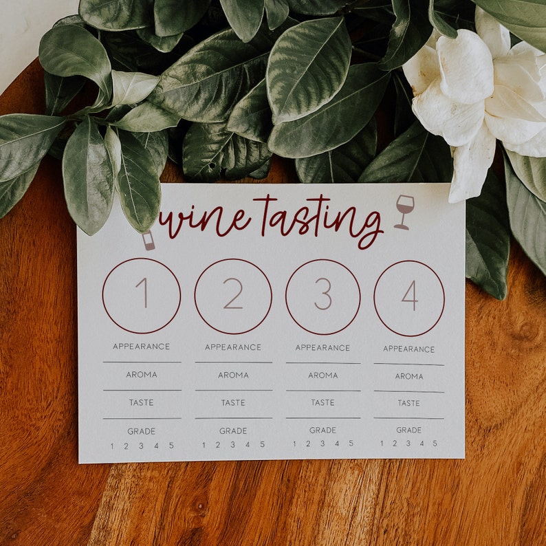 Wine Tasting Score Cards Template Wine Tasting Guide Winery - Etsy