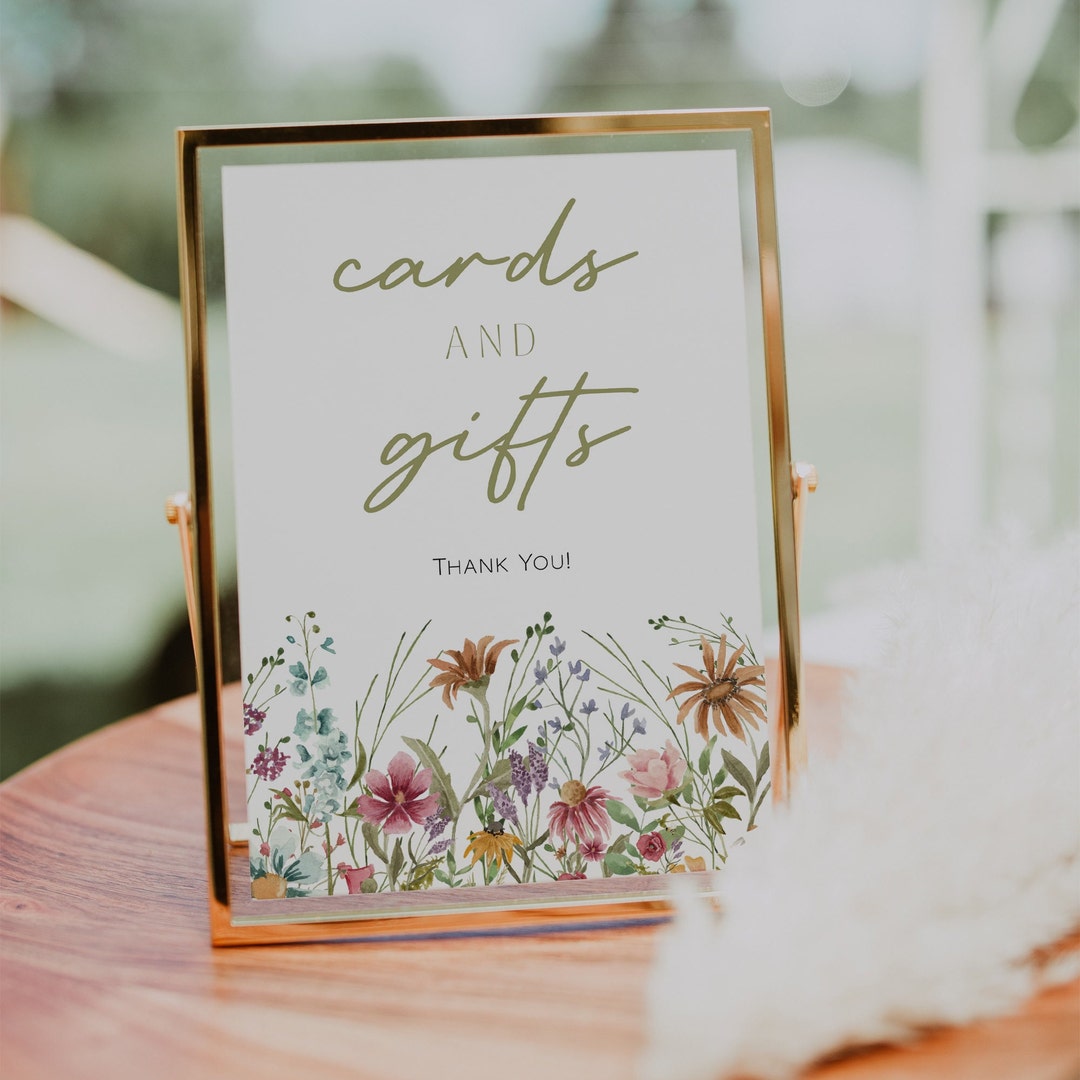 Wildflower Cards and Gifts Sign Template, Boho Wedding Sign, Bridal ...