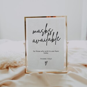 Masks Available Sign Template, Modern Wedding Masks Sign, Social ...
