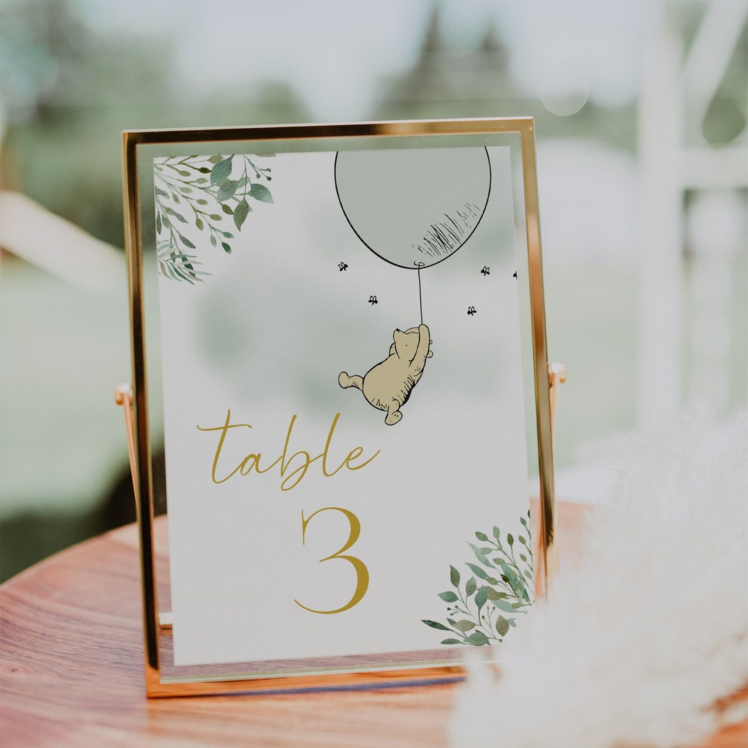 Classic Winnie the Pooh Table Number Card Template, Pooh Table Number ...